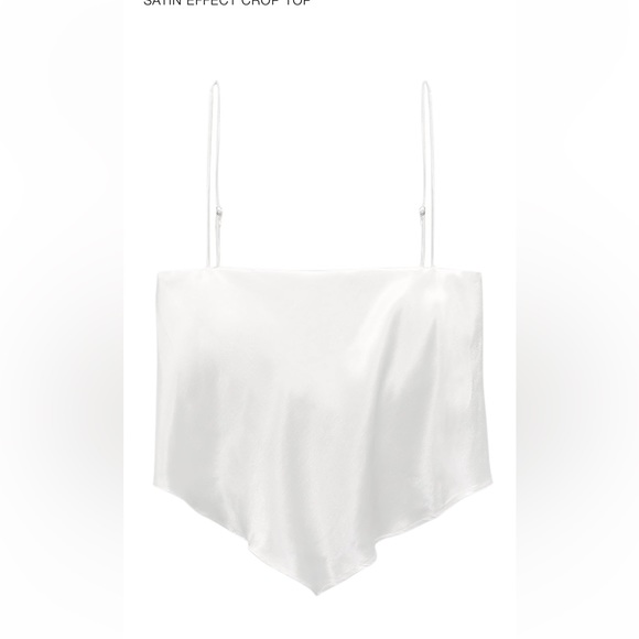 Zara | Tops | Zara White Satin Effect Triangle Crop Top | Poshmark